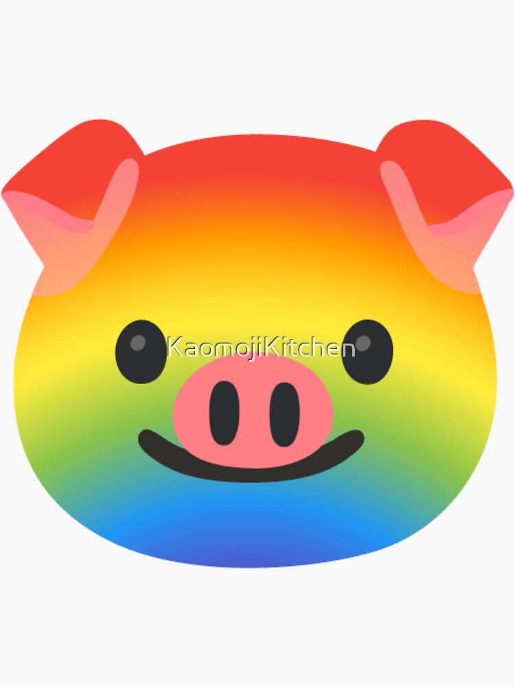 "Rainbow Pig Android Emoji Sticker Design" Sticker for Sale by ...