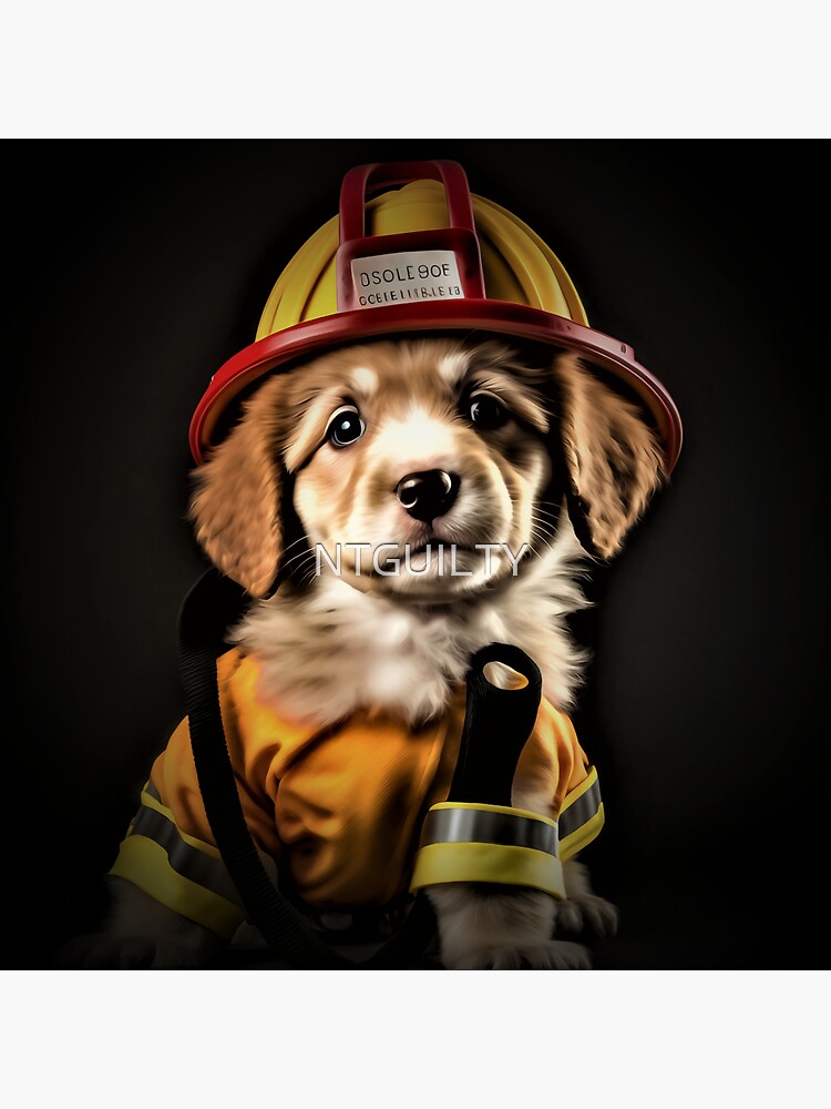 "Puppy Firefighter" Sticker for Sale by NTGUILTY | Redbubble