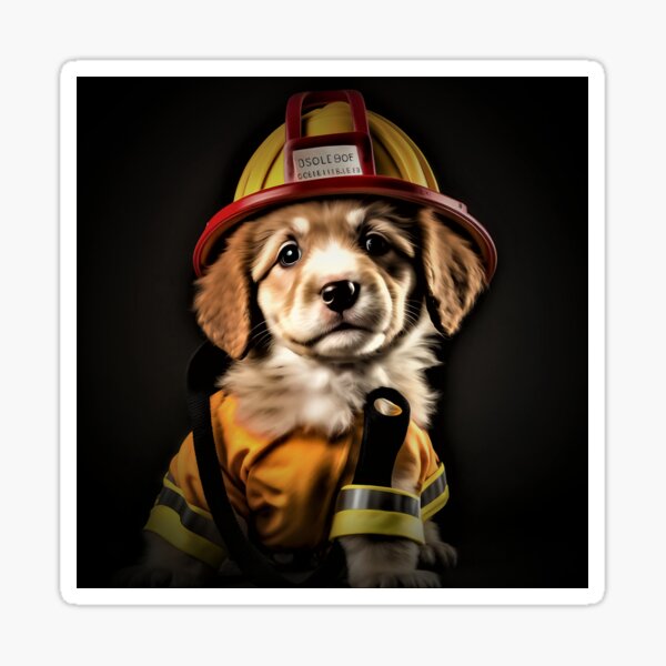 "Puppy Firefighter" Sticker for Sale by NTGUILTY | Redbubble
