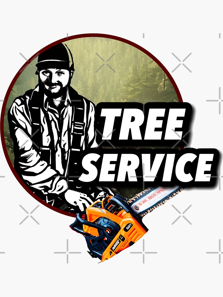 "Chainsaw Tree Service lumberjack logo art print" Sticker for Sale by ...