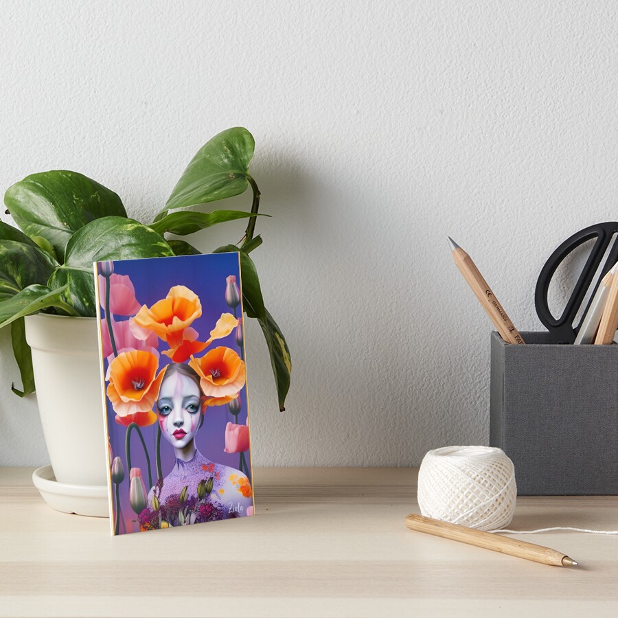 "Pop surrealism botanical floral painting of girl with poppies poppy ...