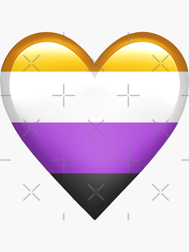 "nonbinary pride heart emoji (purple)" Sticker for Sale by bees-illustrate | Redbubble