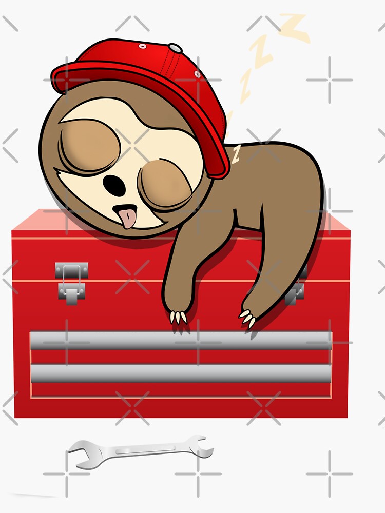 "Mechanic sleepy sloth" Sticker for Sale by TipTopTapo | Redbubble