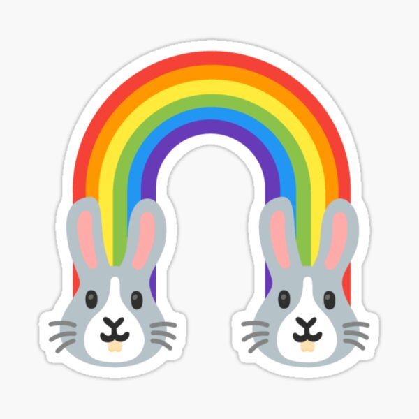 "Rainbow Bunny Rabbit Android Emoji Sticker Design" Sticker for Sale by ...
