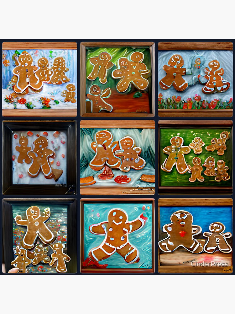 "Gingerbread Cookie art" Sticker for Sale by CinderPress | Redbubble