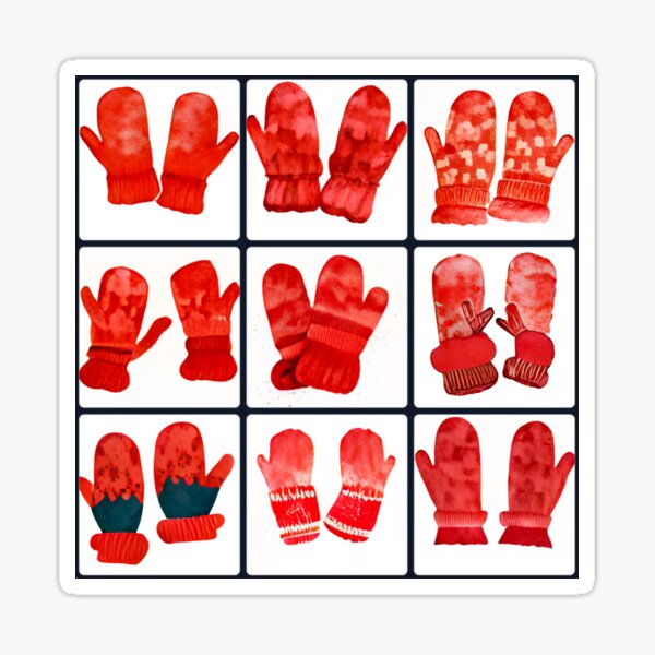 "Red Mittens art / Winter Mittens, Gloves art" Sticker for Sale by ...
