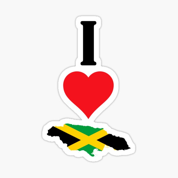 "I Love Jamaica Vertical I Heart Jamaican National Flag Map" Sticker ...