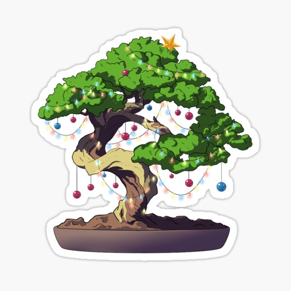 "Christmas Tree Bonsai Illuminated" Sticker for Sale by VaraZsolo ...