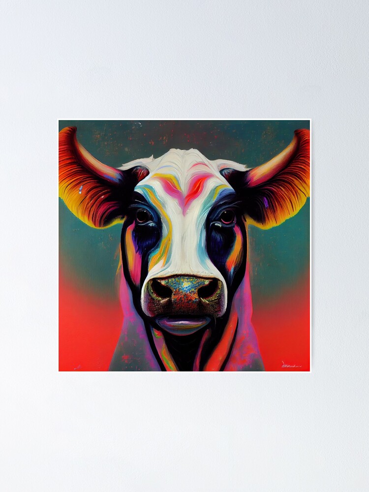 "Rick: Psychedelic Cow Portrait" Poster for Sale by VermontMade | Redbubble