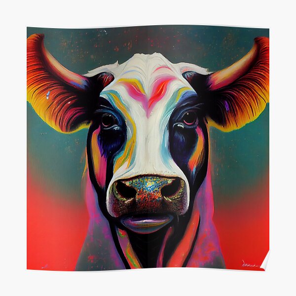 "Rick: Psychedelic Cow Portrait" Poster for Sale by VermontMade | Redbubble