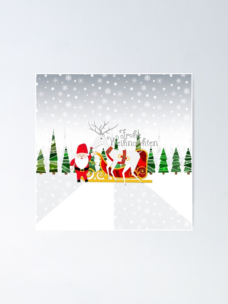 Póster « Santa Claus y el reno blanco "Frohe Weihnachten"» de ...