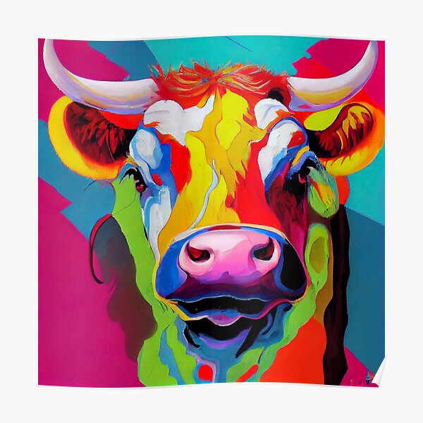 "Phillis: Psychedelic Cow Portrait" Poster for Sale by VermontMade ...