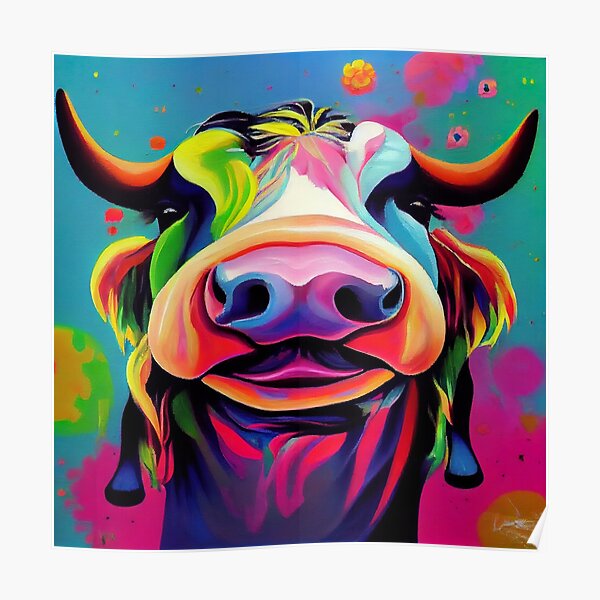 "Johnny: Psychedelic Cow Portrait" Poster for Sale by VermontMade ...