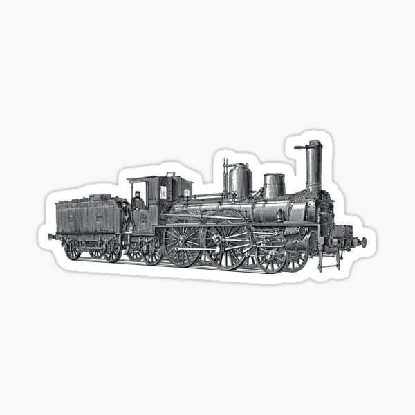 "1800s Steam Engine 1 - Vintage" Sticker for Sale by cartoon | Redbubble