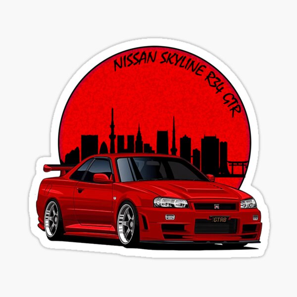 "Nissan Skyline R34 GTR, JDM Car" Sticker for Sale by T-JD | Redbubble