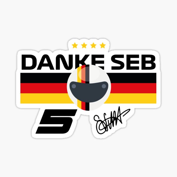 "Danke Seb - Number 5 Autograph" Sticker for Sale by skyb0rn | Redbubble