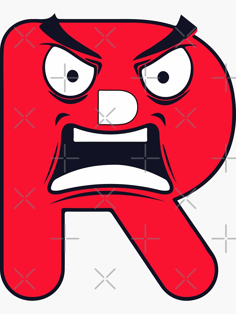 Pegatina «Emoción Letra R Alfabeto Lore, Angry Latter Alfabeto Lore» de zackup | Redbubble