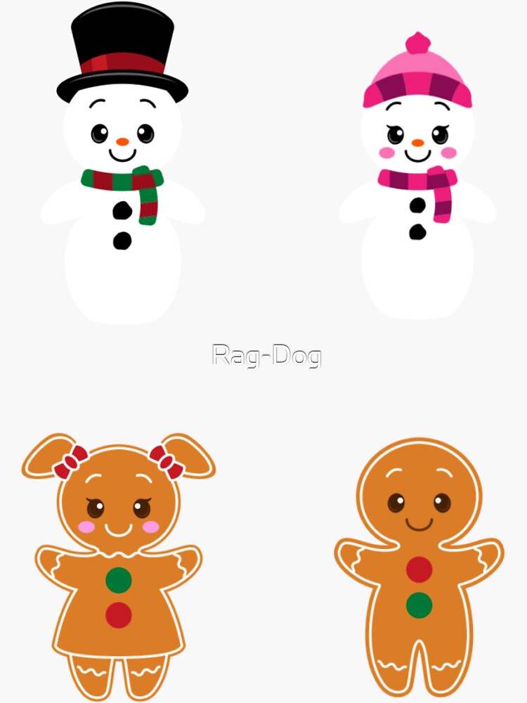 Sticker « Pack de Noël #2 Bonhommes de neige, bonhommes en pain d'épice ...