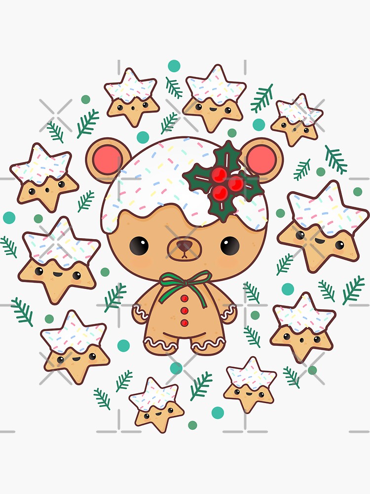 "Little bear in gingerbread man costume" Sticker for Sale by Pligo ...