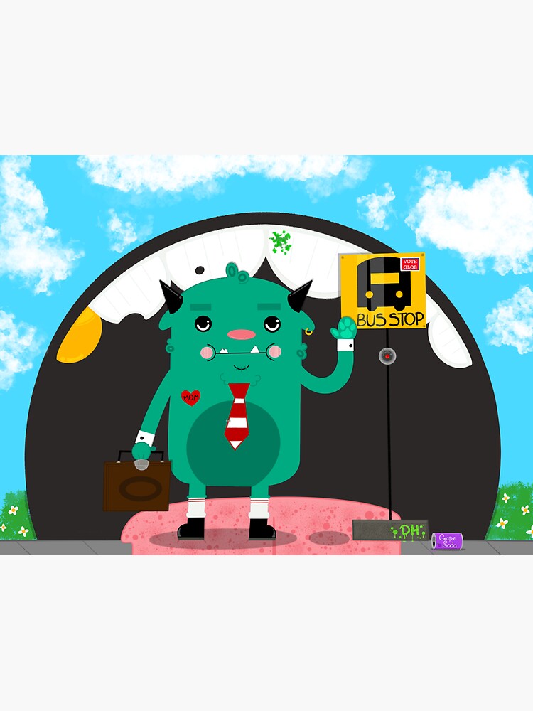 "Monster Waiting for a bus." Sticker for Sale by DanTheArtistMan ...