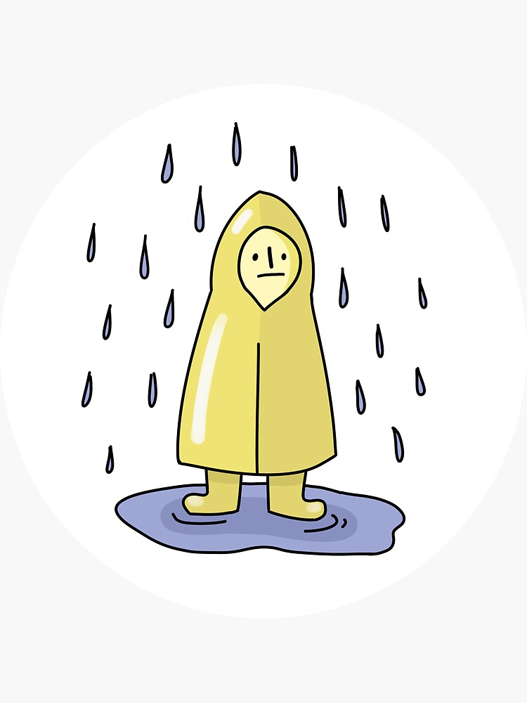 "Little Guy in the Rain Wearing a Raincoat" Sticker for Sale by ...