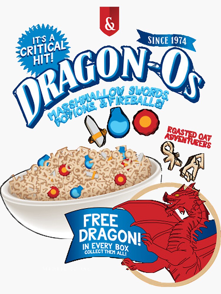"Dragon-Os Cereal Dungeons and Dragons Cereal " Sticker for Sale by ...