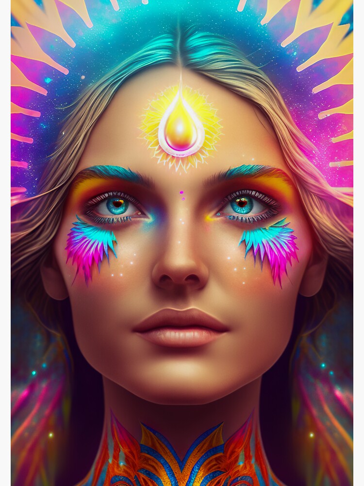 Goddess Poster Divine Feminine Psychedelic Sticker For Sale By