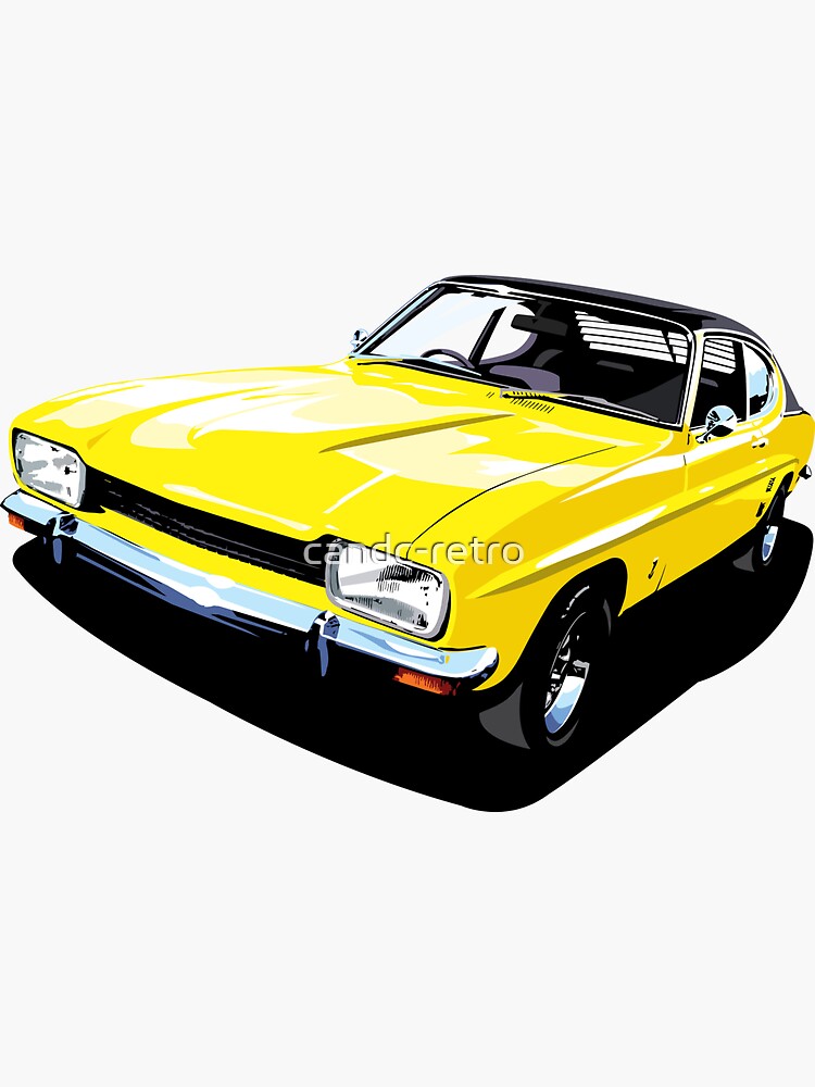 "Ford Capri in yellow" Sticker for Sale by candc-retro | Redbubble