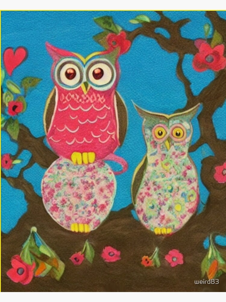 " Two Night owl spotted egg nest branch limb feathers vibrant hoot ...