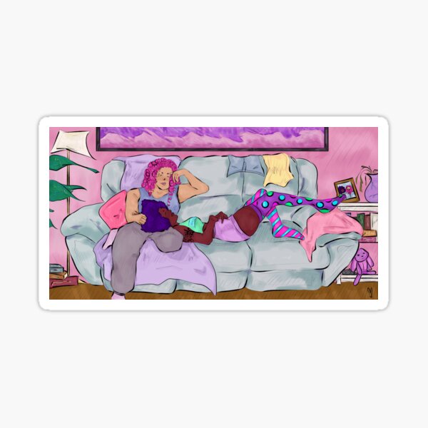 "girls on couch" Sticker for Sale by c0cac0laz | Redbubble