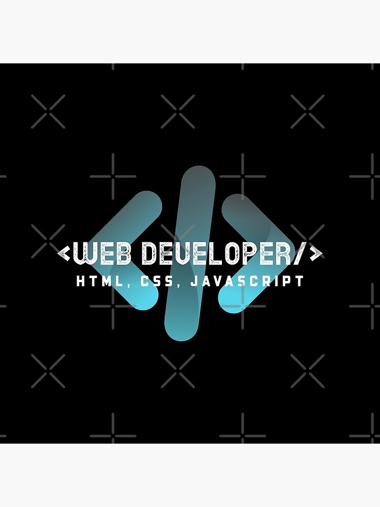"Web Developer Typography (HTML, CSS, JavaScript) (Sky Blue Crayola)" Photographic Print for ...