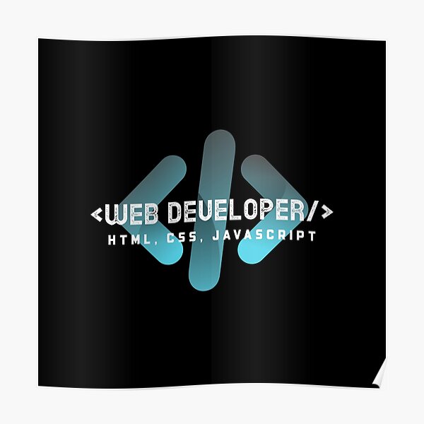 "Web Developer Typography (HTML, CSS, JavaScript) (Sky Blue Crayola)" Poster for Sale by ...
