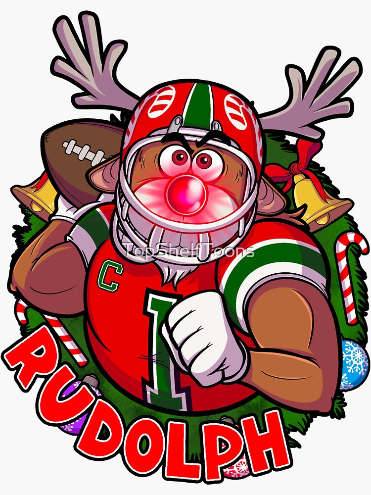 "Santa's Reindeer Football Player (Rudolph)" Sticker for Sale by ...