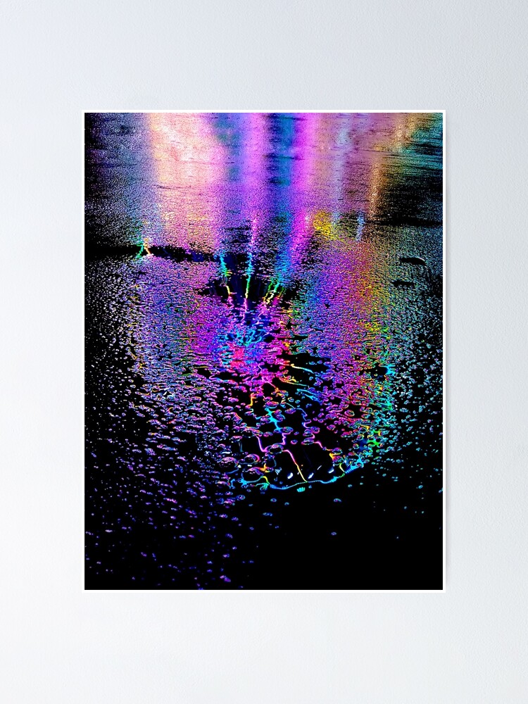 "Iridescent Rain Reflection Ferris Wheel Oil" Poster for Sale by ...