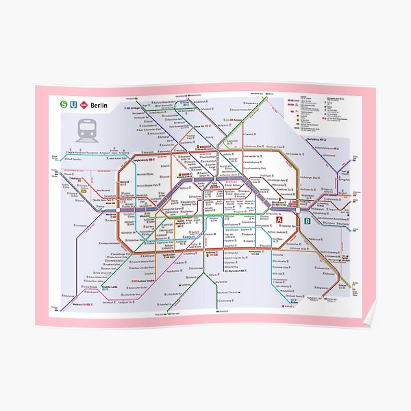 "" Germany: 2022/today Berlin - Detailed line network map, pink ...