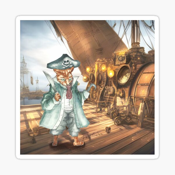 "Captain Hook and his pirate ship" Sticker for Sale by felissimha ...