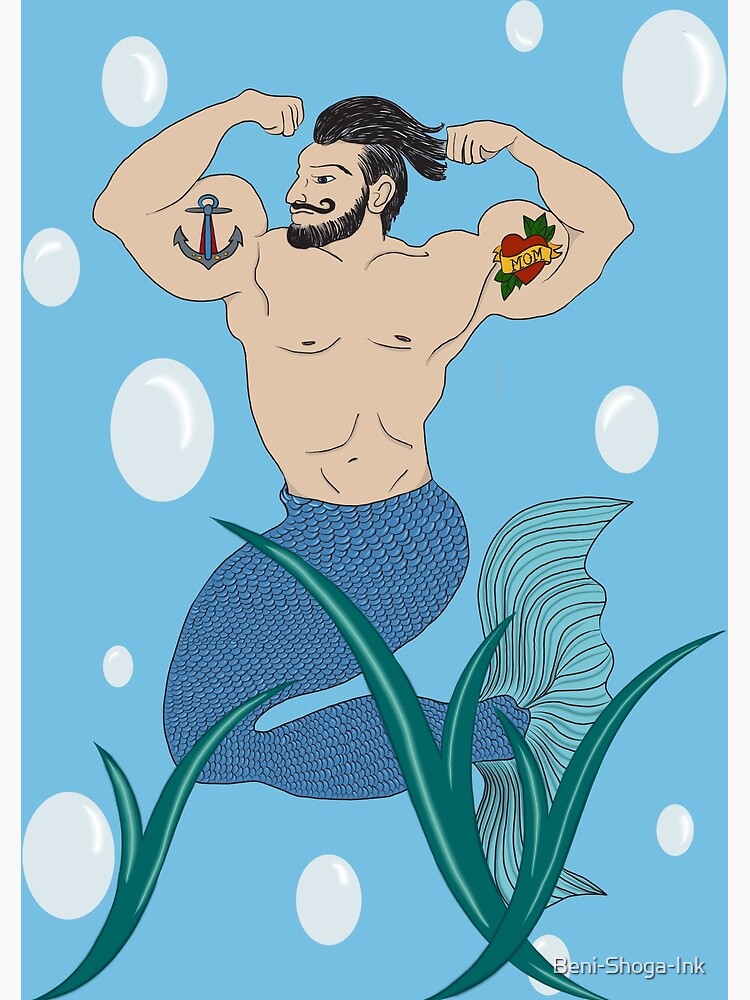 "Muscle Merman" Poster for Sale by Beni-Shoga-Ink | Redbubble