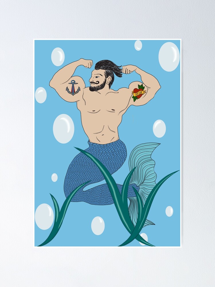 "Muscle Merman" Poster for Sale by Beni-Shoga-Ink | Redbubble