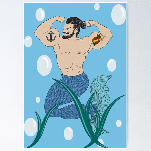 "Muscle Merman" Poster for Sale by Beni-Shoga-Ink | Redbubble