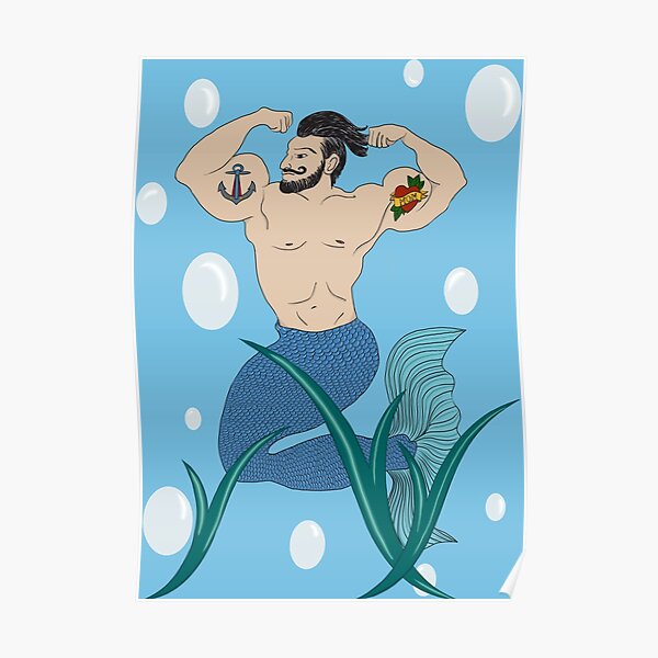 "Muscle Merman" Poster by Beni-Shoga-Ink | Redbubble