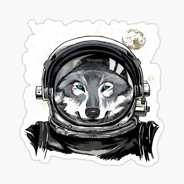"Wolf Astronaut Space Exploration Astronomy Lover 35" Sticker for Sale ...
