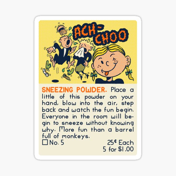 "Sneezing powder - joke comic book advert" Sticker for Sale by ...