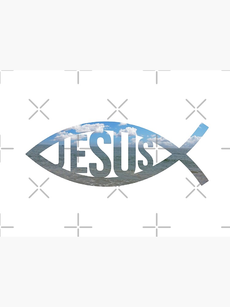 "Jesus fish sign with real ocean" Poster for Sale by JNCollection ...