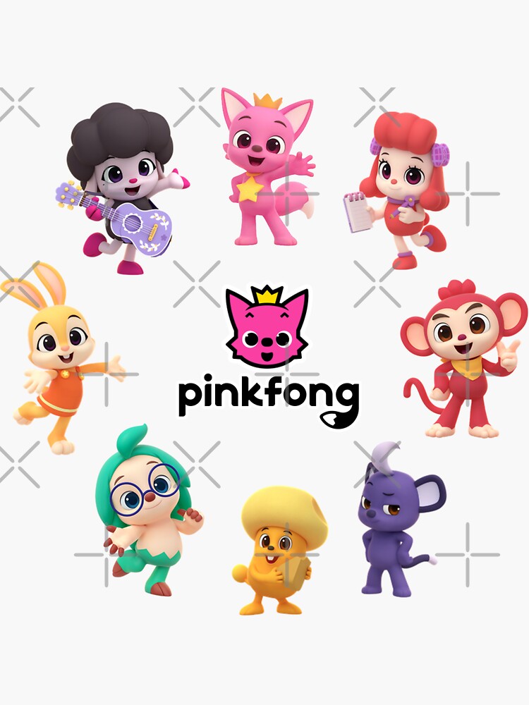 "Pink fong and Friends " Sticker for Sale by Color-Toonix | Redbubble