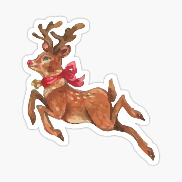 "painting of a christmas reindeer" Sticker by JAG2B | Redbubble