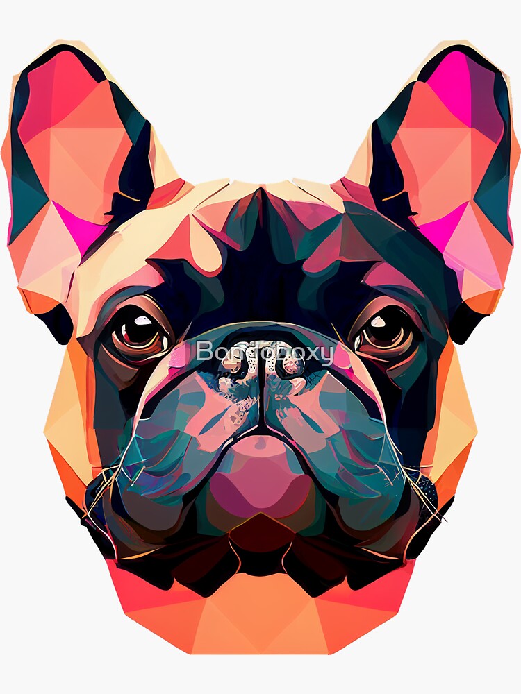 "French Bulldog Geometric Portrait - Sunset" Sticker for Sale by ...