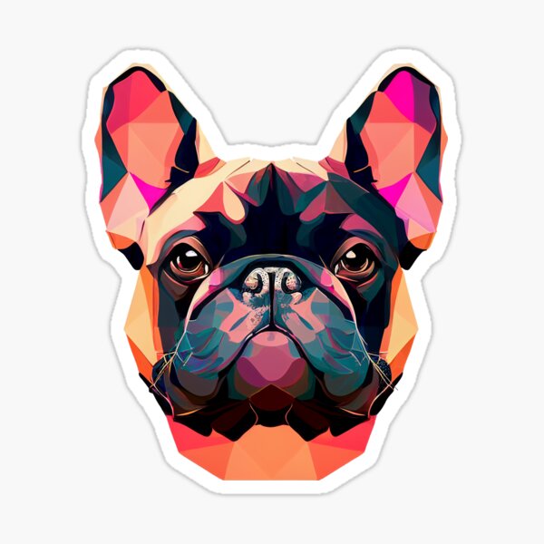 "French Bulldog Geometric Portrait - Sunset" Sticker for Sale by ...