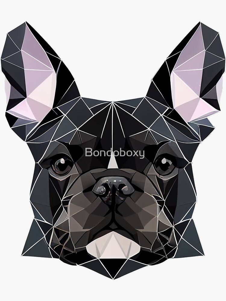 " French Bulldog Geometric Portrait - Black" Sticker for Sale by ...
