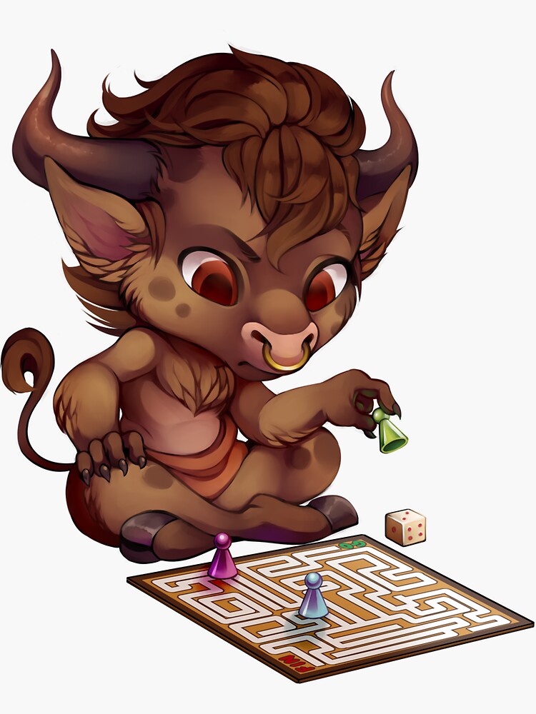 "Chibi Minotaur" Sticker for Sale by Goldenharlequin | Redbubble