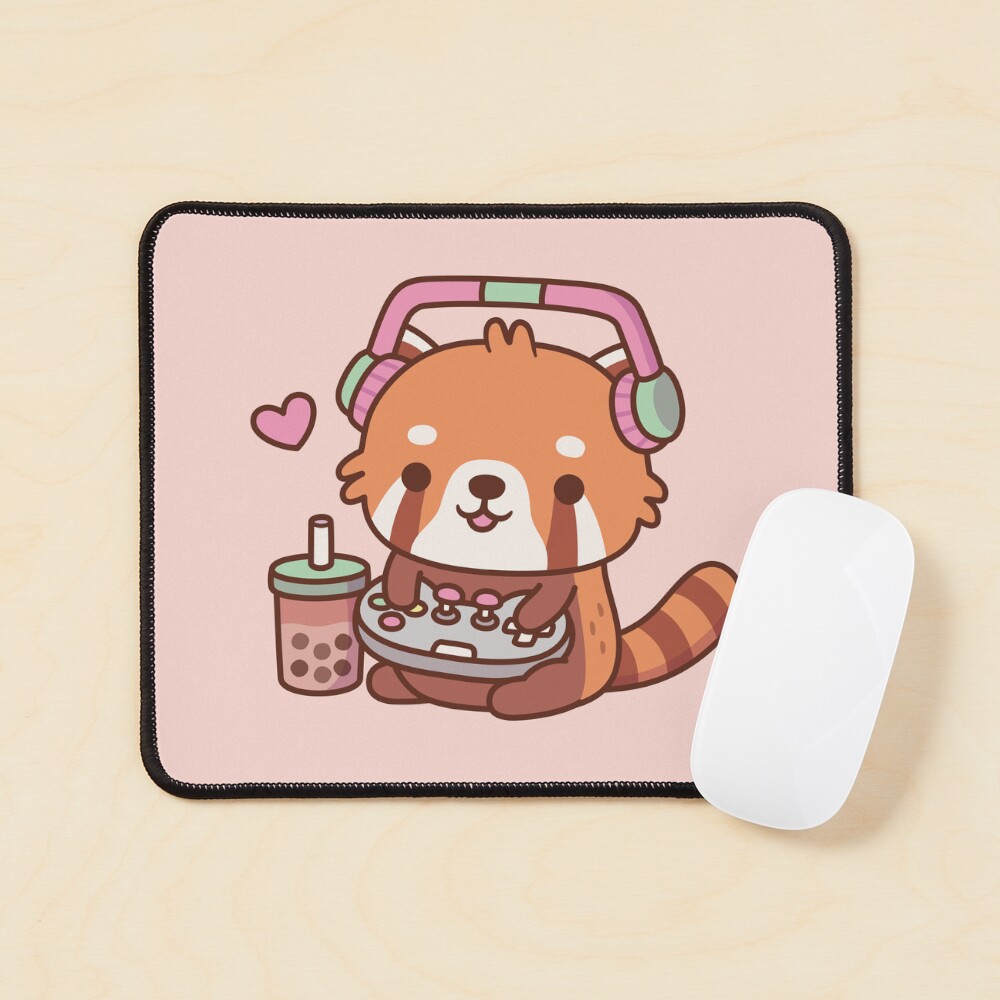 "Cute Red Panda Loves Playing Video Games" Sticker for Sale by ...